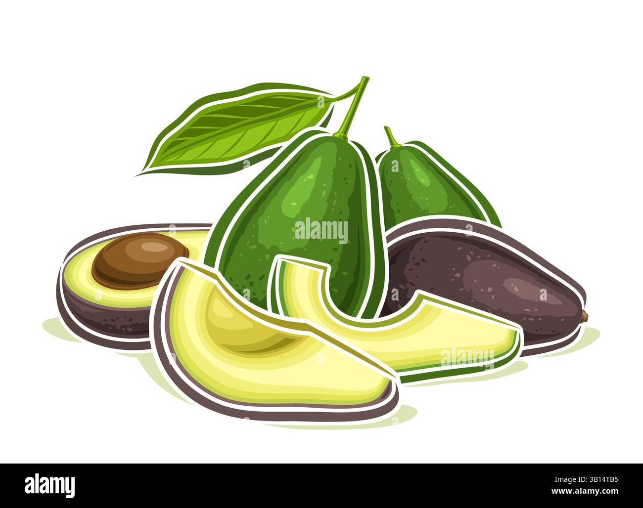Vector logo for green and brown Avocado, horizontal decorative poster ...