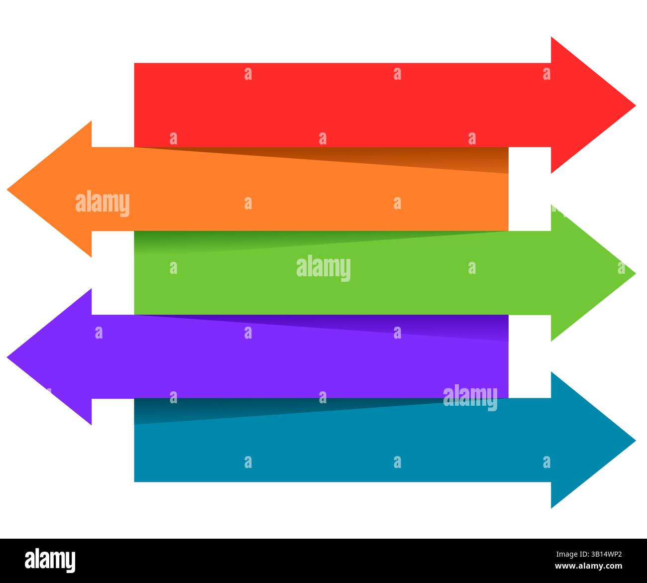 Five layers stacked arrow banner and space for text isolated on white ...