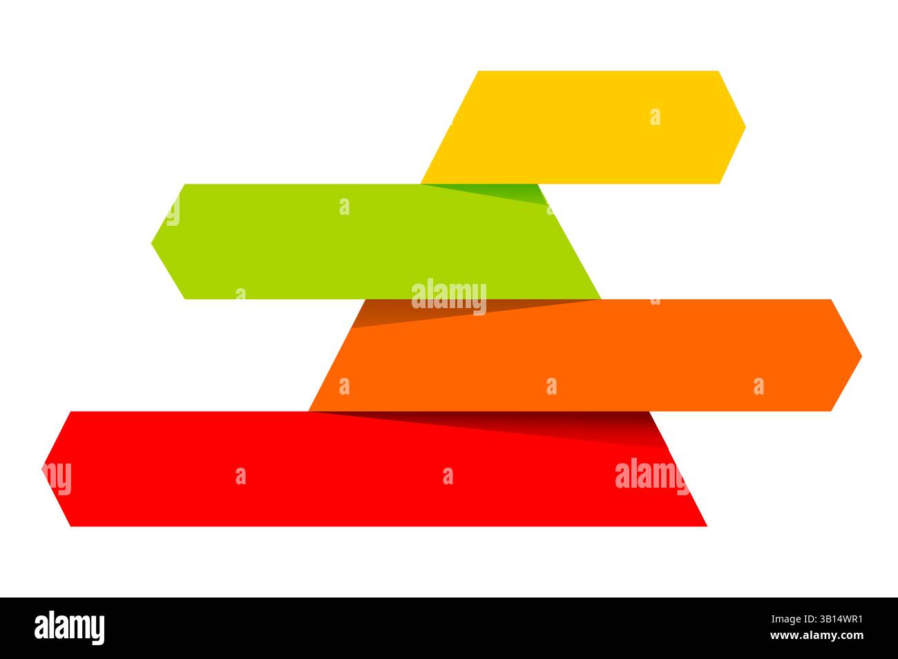 Overlapping with yellow with green with orange and red arrow shaped ...