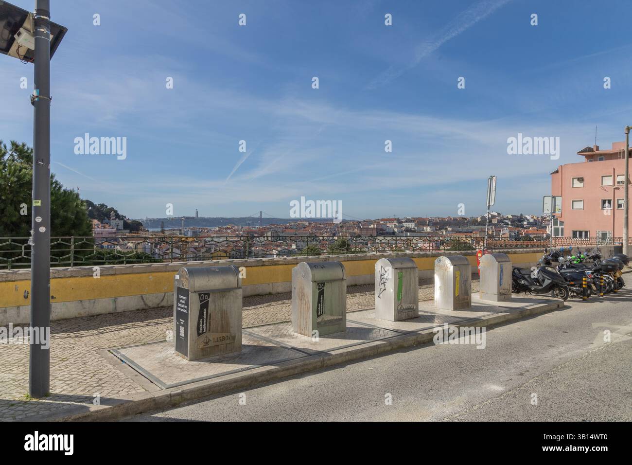 Lisbon, Portugal. 26 February 2025. Underground garbage container in ...