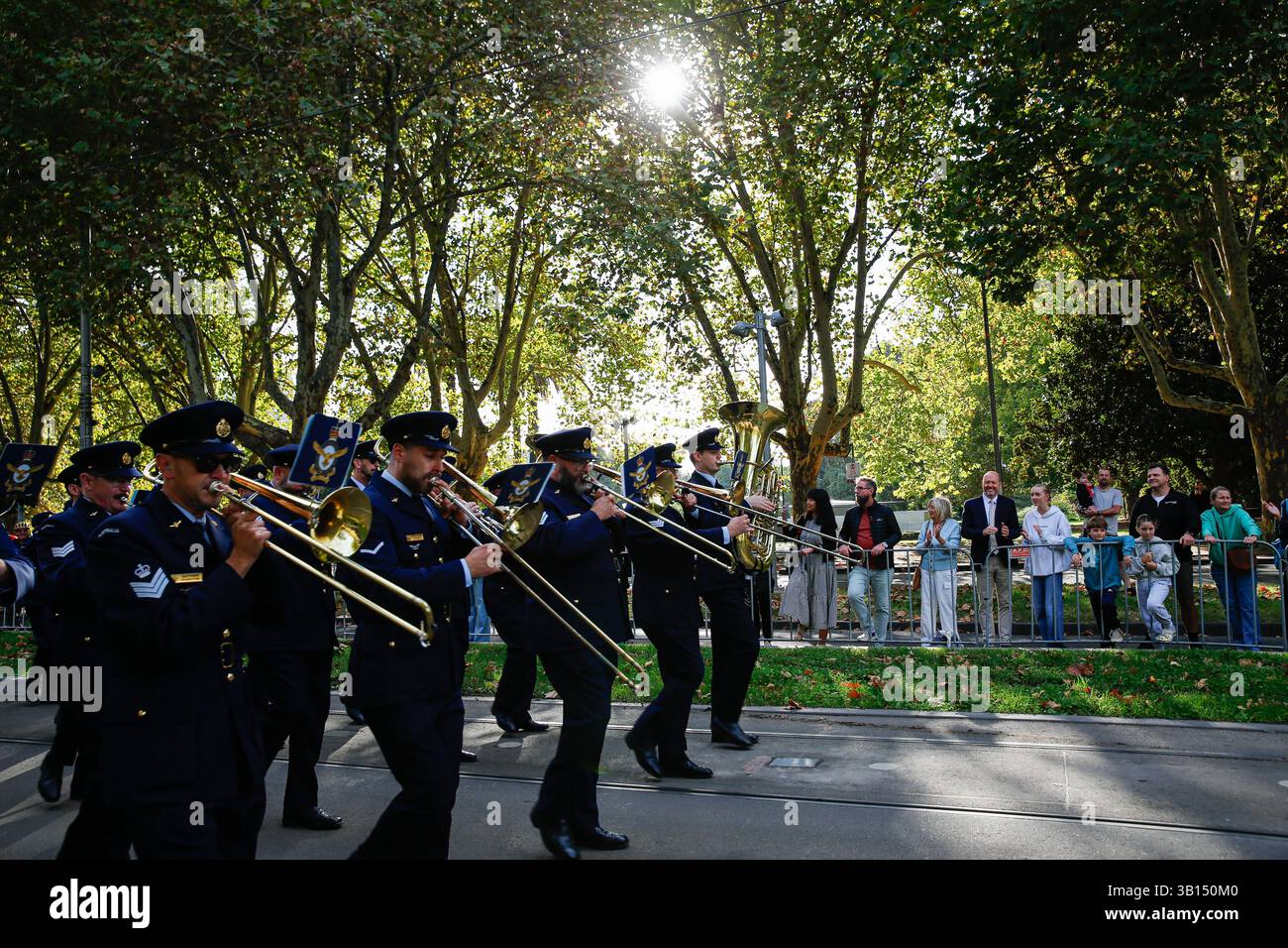 Band members participate in the annual ANZAC Day march through ...