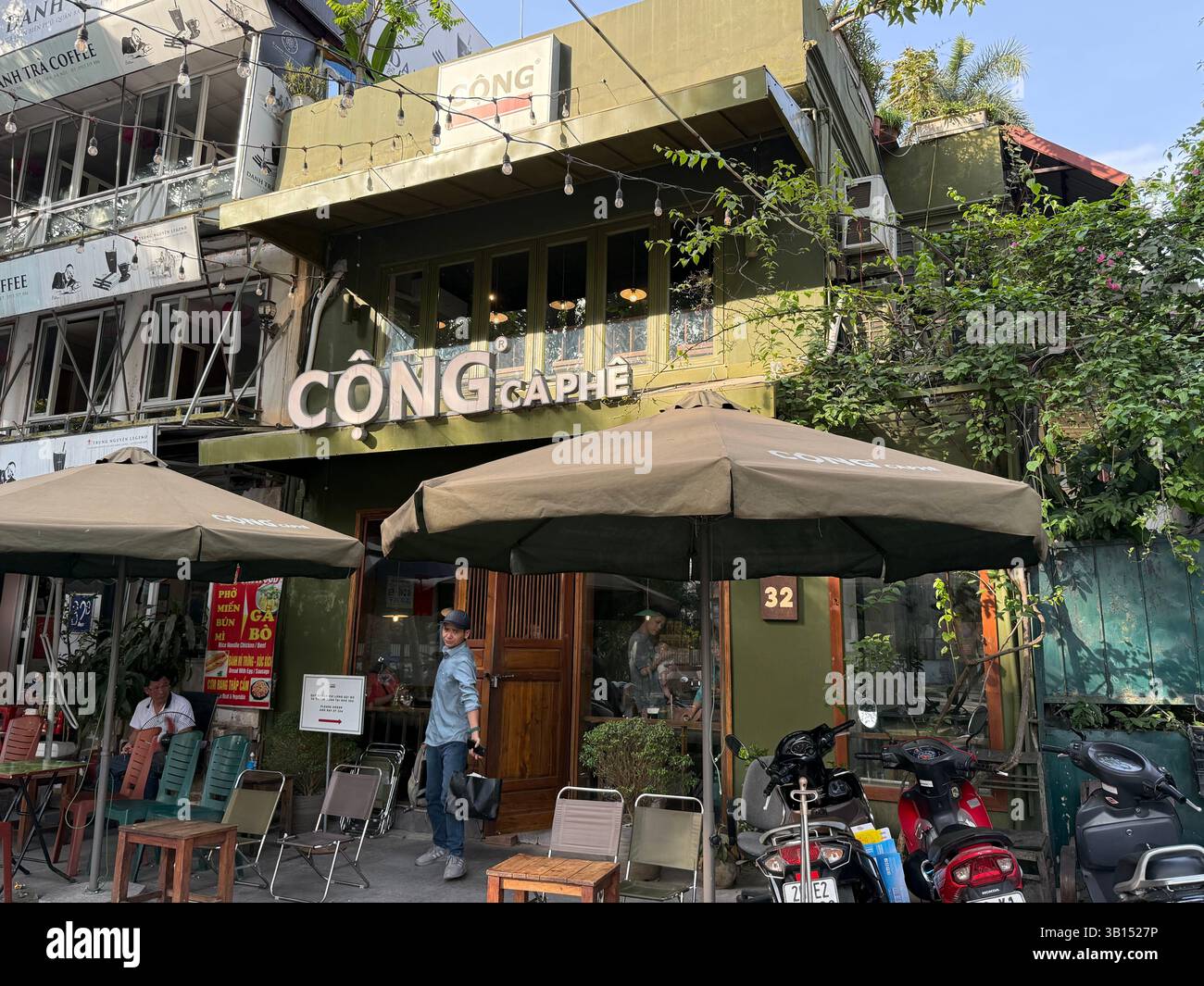Hanoi, Vietnam. 14th Apr, 2025. Cong Caphe is a large Vietnamese café chain. Its trademark is a ...
