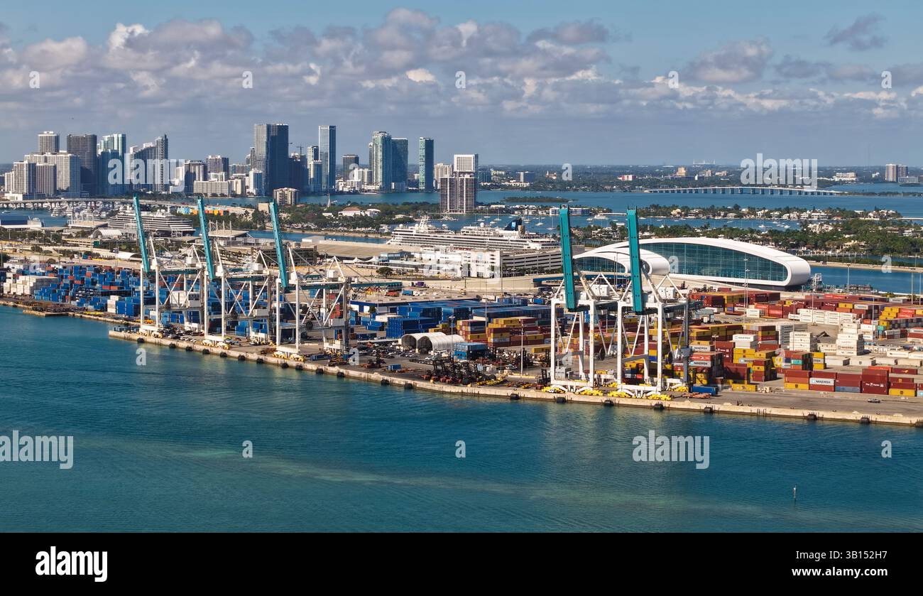 Miami, Florida - February 04, 2025: Port of Miami. Cargo shipping ...