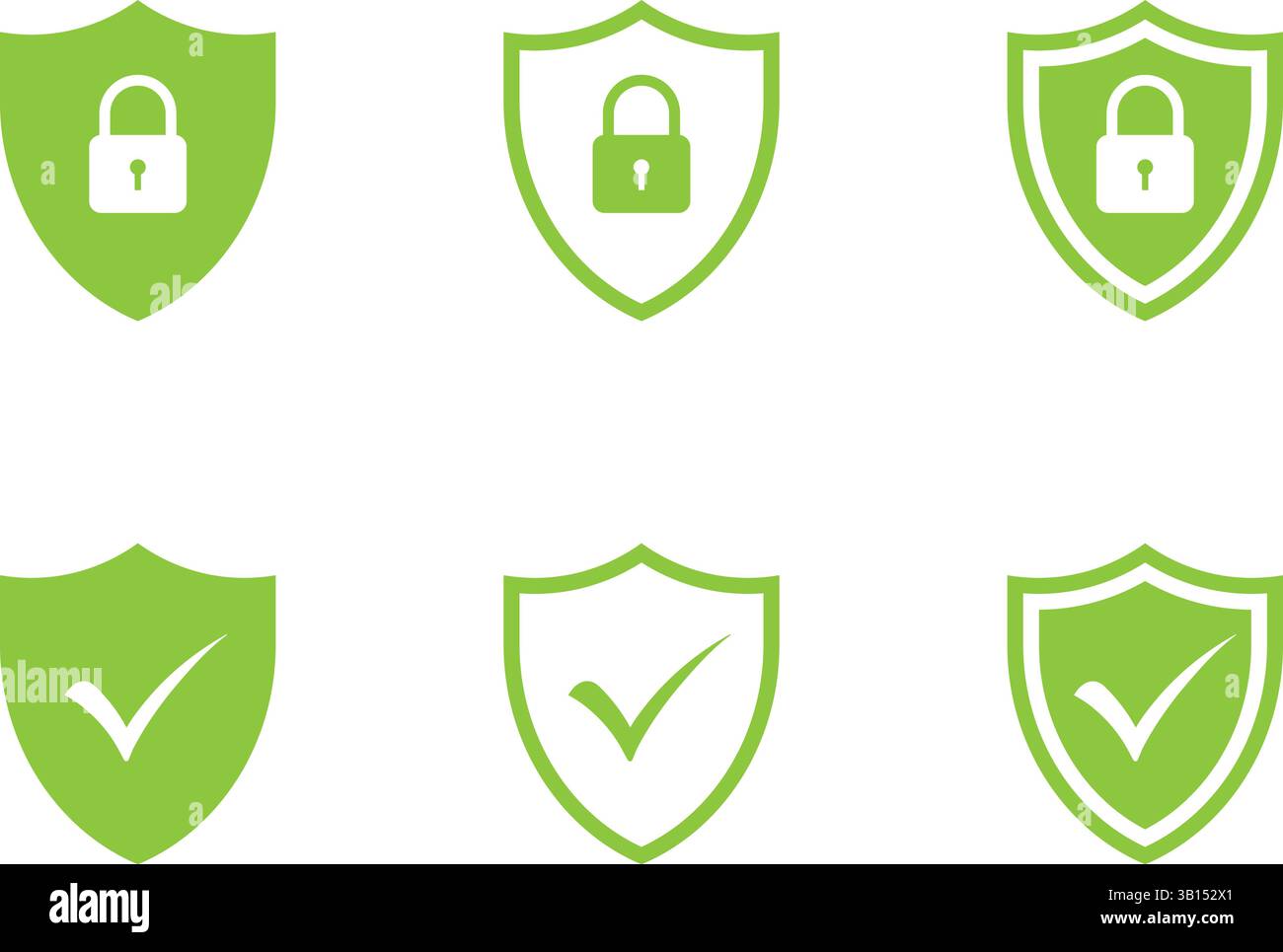 Security Shield Icon Set with Lock and Checkmark Symbols Stock Vector Image & Art - Alamy