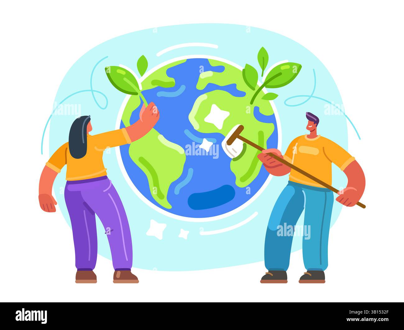 People working together for environmental conservation. Concept of ...