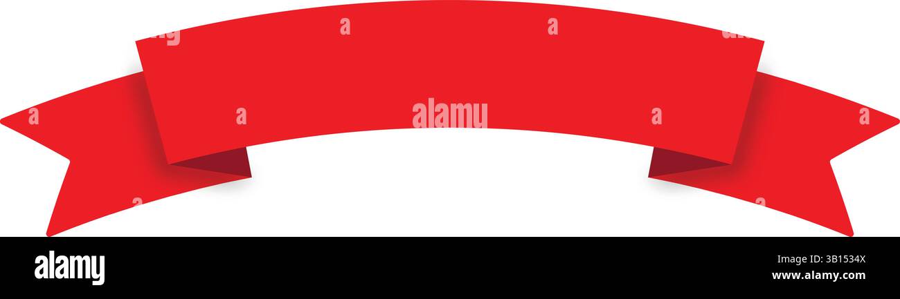 Red Curved Ribbon Banner Vector Icon or Decorative Label Design for Web ...
