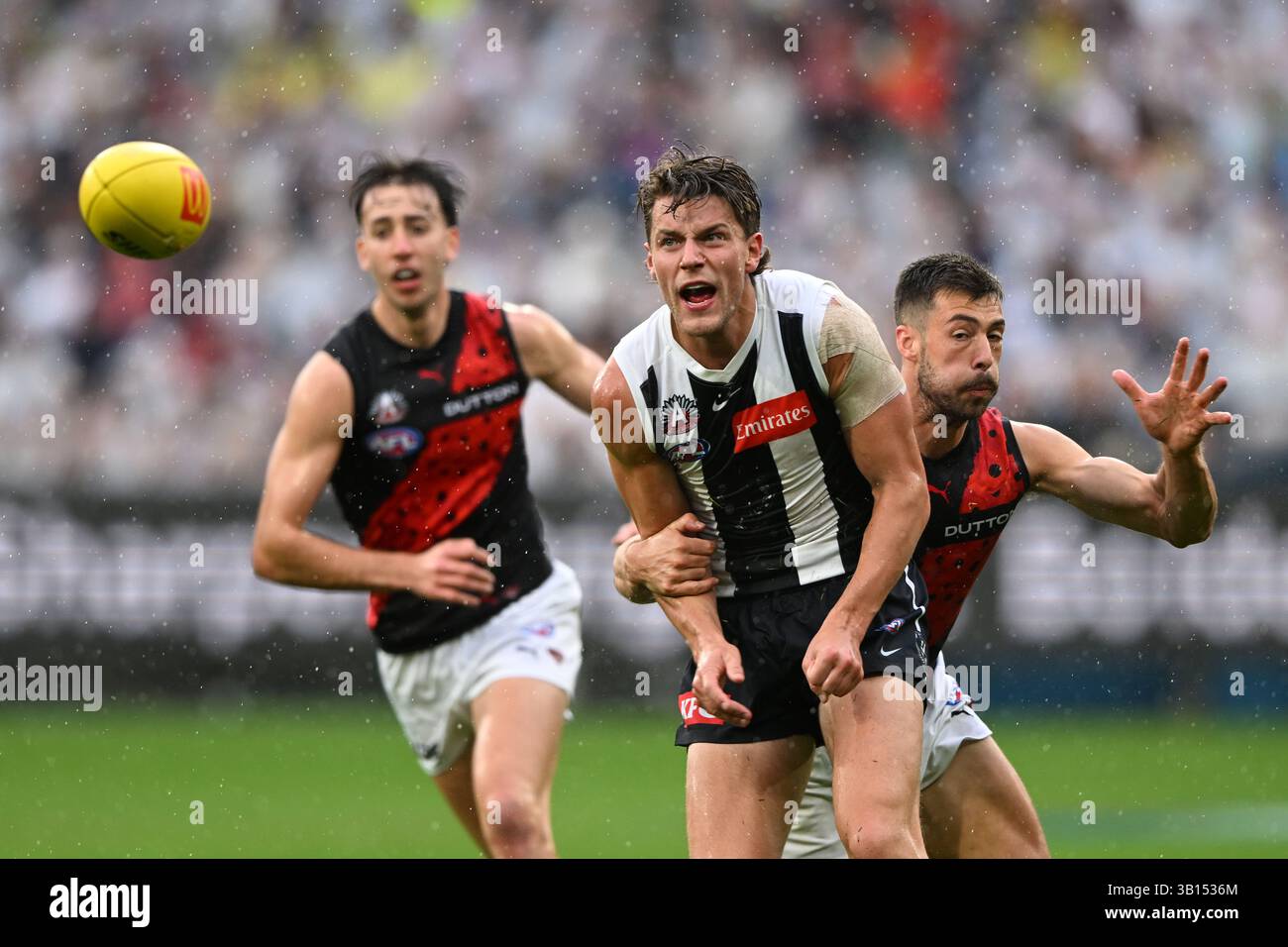 Melbourne, Australia. 25th Apr, 2025. Patrick Lipinski of Collingwood ...