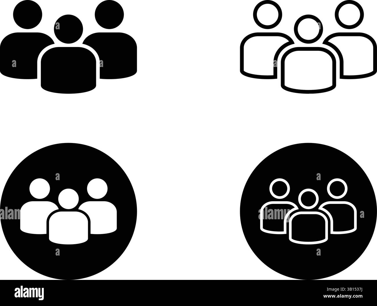 Minimalist Group of people icon set in outline and solid Vector Stock ...
