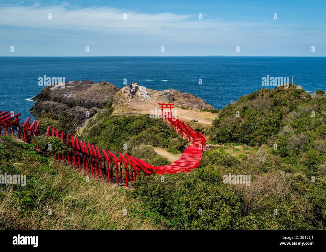 The Torii gates of the famous Motonosumi shrine in Yamahuchi Japan ...