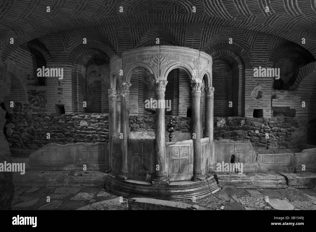Interior view of the crypt, remains of the Roman baths, Church of ...