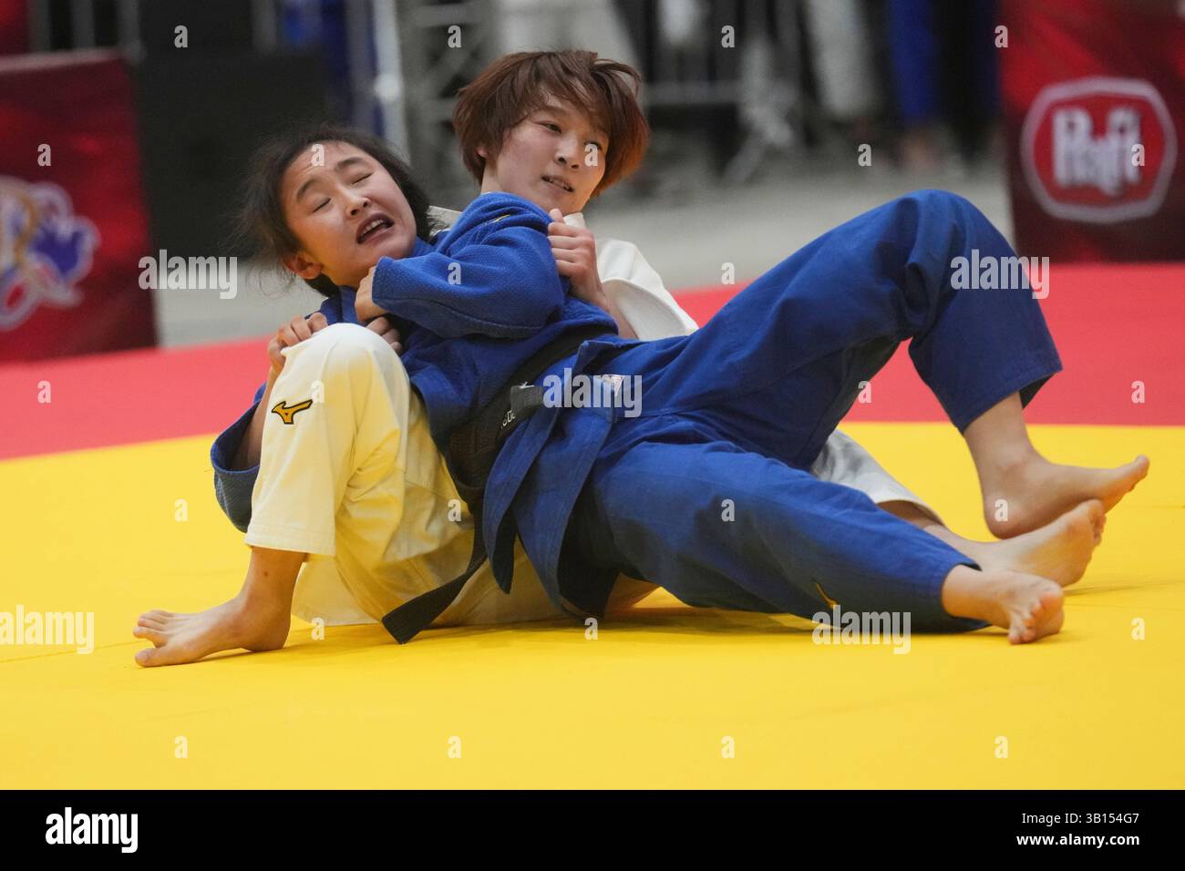 Japan's Kokoro Fujishiro, white, and Mongolia's Nandin-Erdene ...