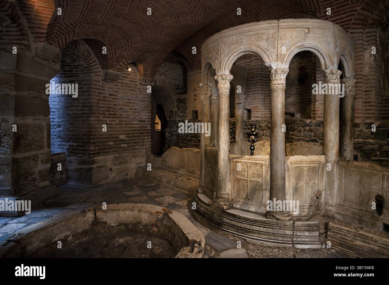 Interior view of the crypt, remains of the Roman baths, Hagios ...