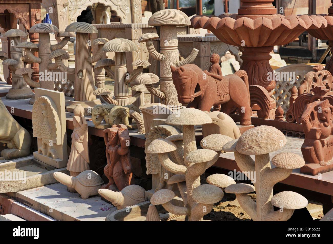Jaipur, Rajasthan, North India, India, Asia, Various stone sculptures ...