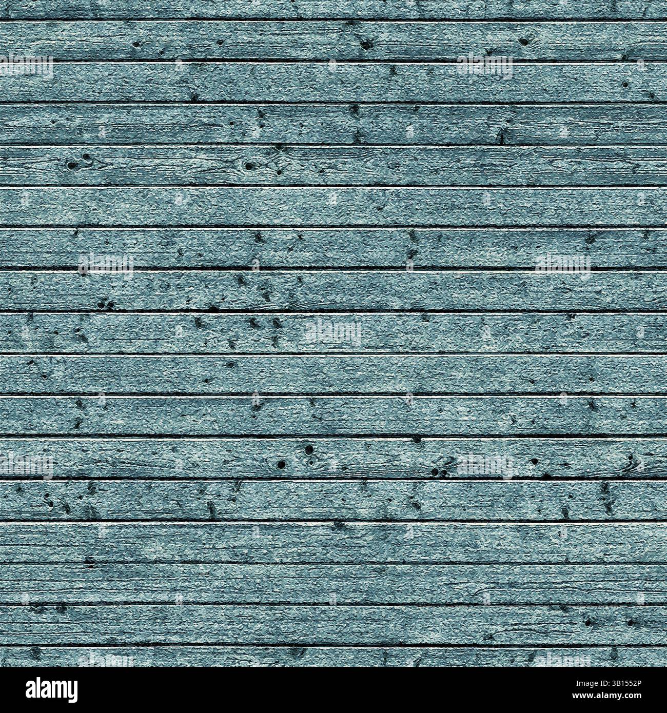 Turquoise painted wooden planks showing knots and grain creating a ...