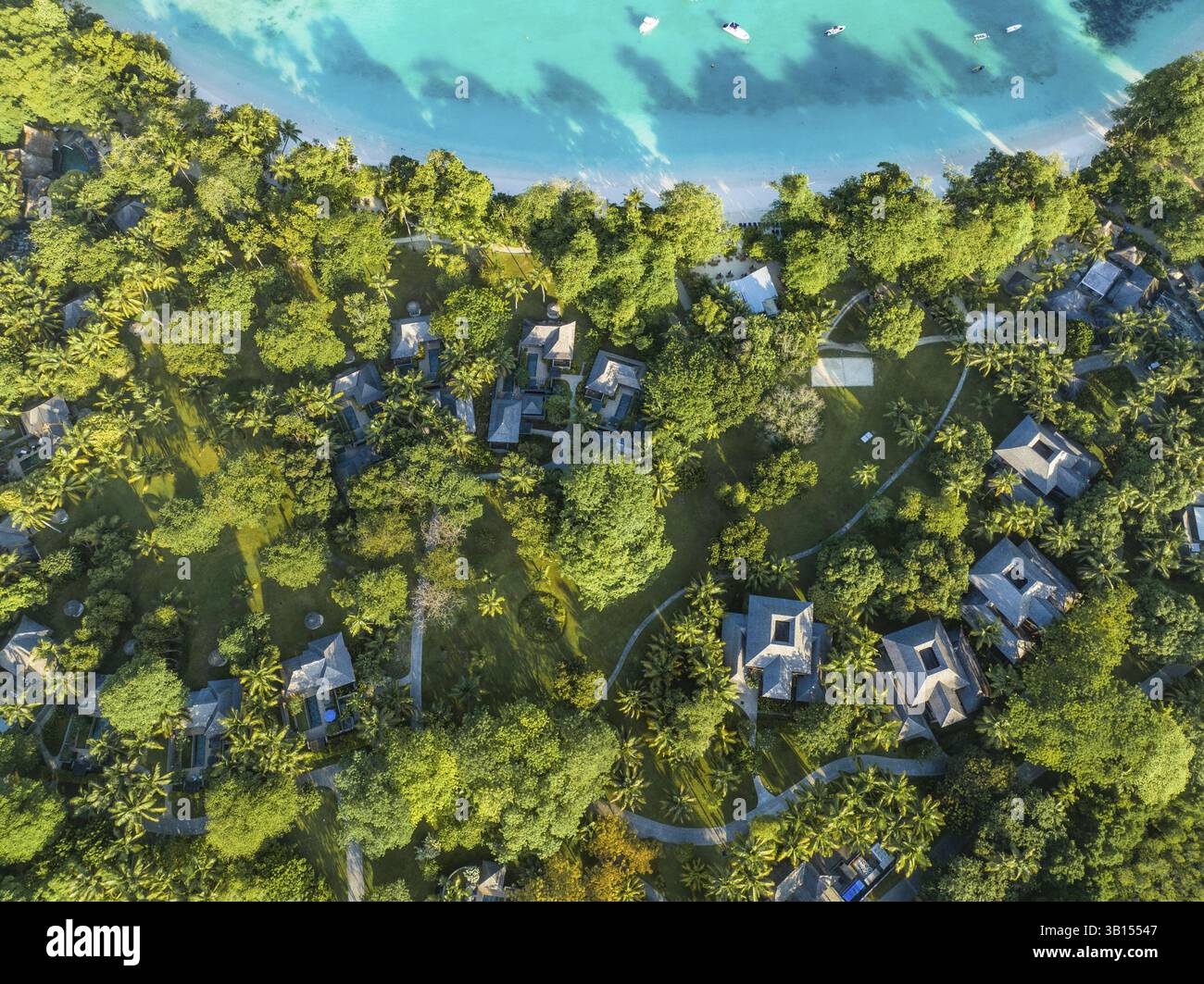 Aerial View, seychellen, Mahe, Port Glaud and Port launay Beach, Port ...