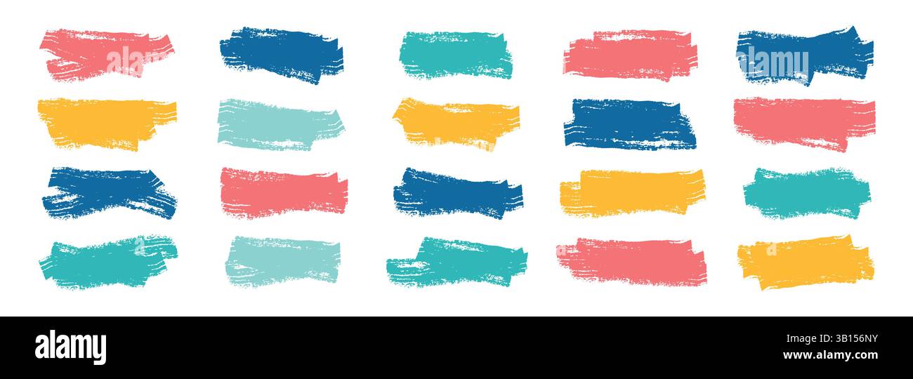 Set of colorful watercolor brush strokes. Mega bundle of different ink ...