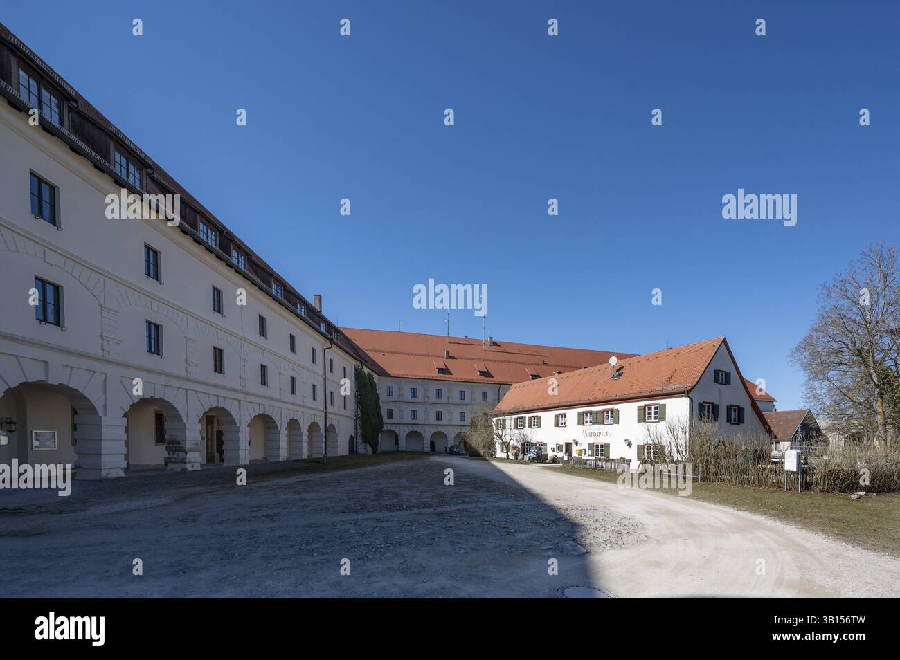 Inner courtyard with the inn Burgwirt of the Hohenzollern fortress ...