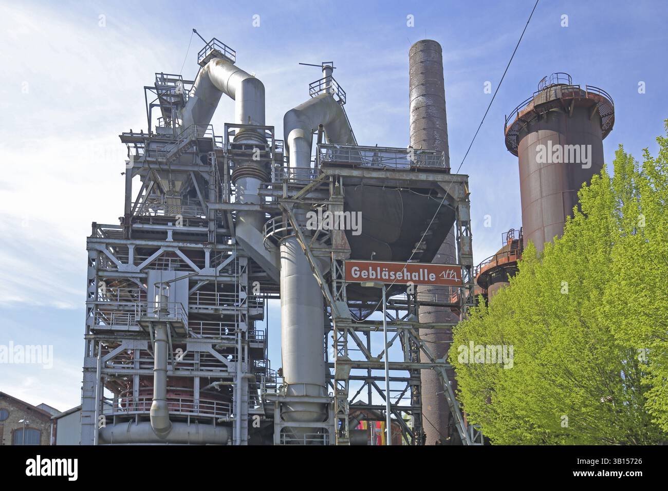 Water tower, hot blast stove and blast furnace with blower hall, former ...