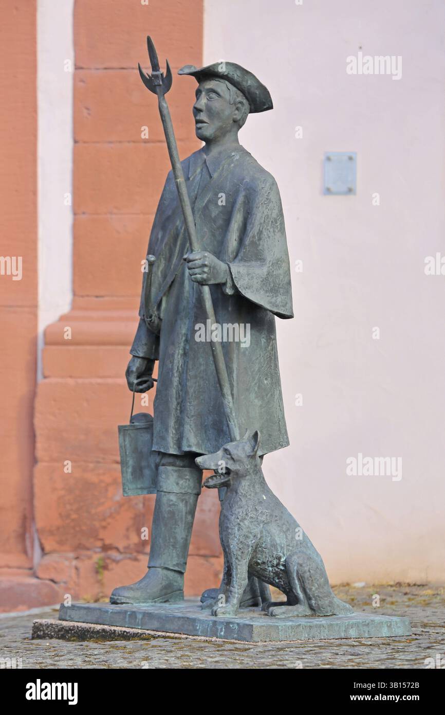Sculpture Night watchman with dog by Theo Roehrig 1988, historical ...