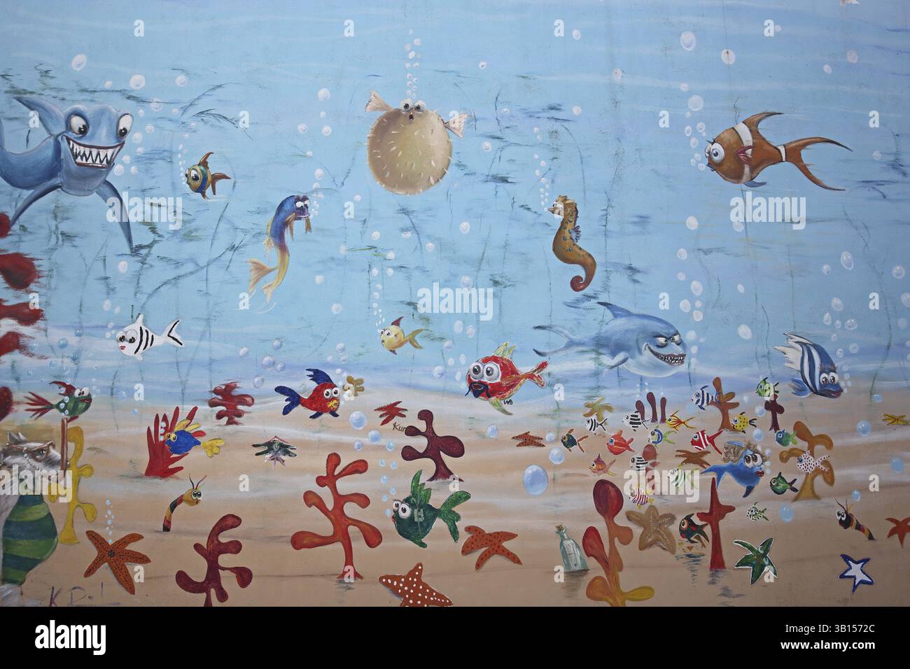 Mural underwater world, seabed, aquarium, fish, marine world ...