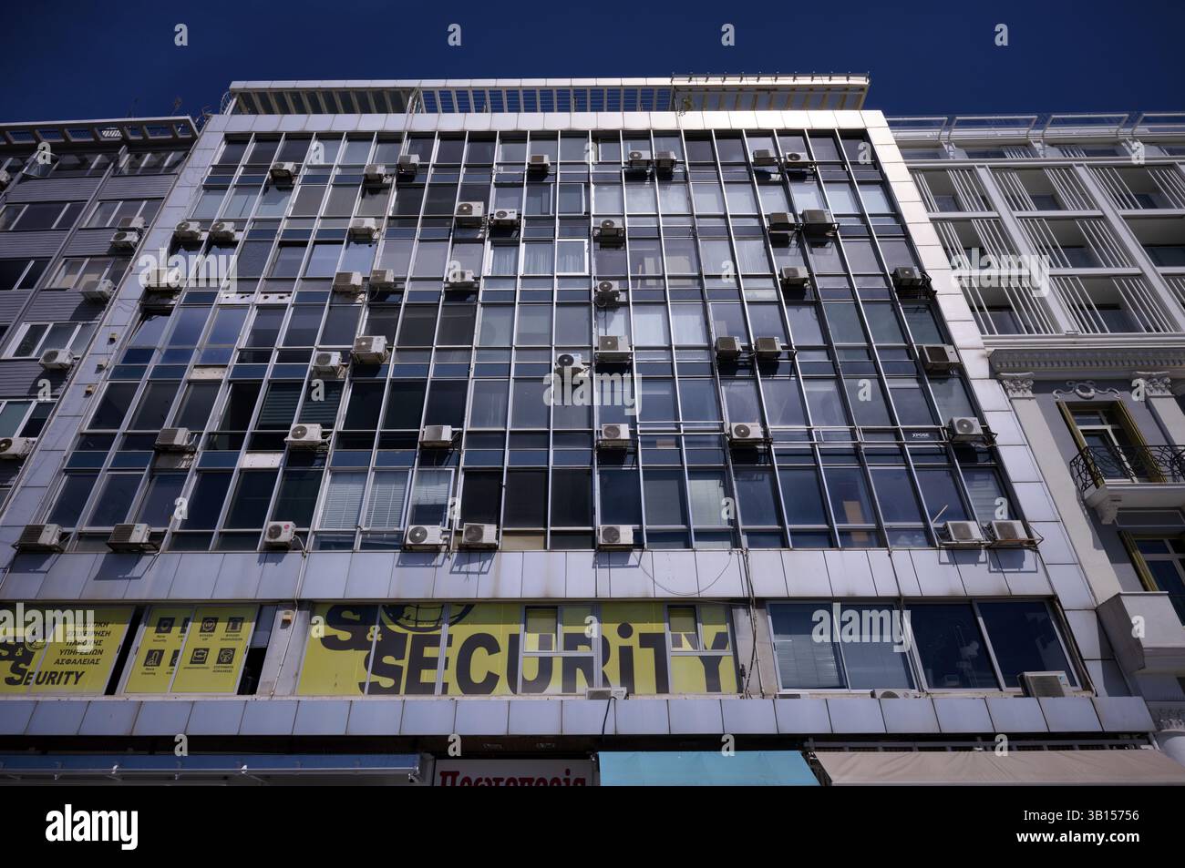 Air conditioning units on house facade, Thessaloniki, Macedonia, Greece ...