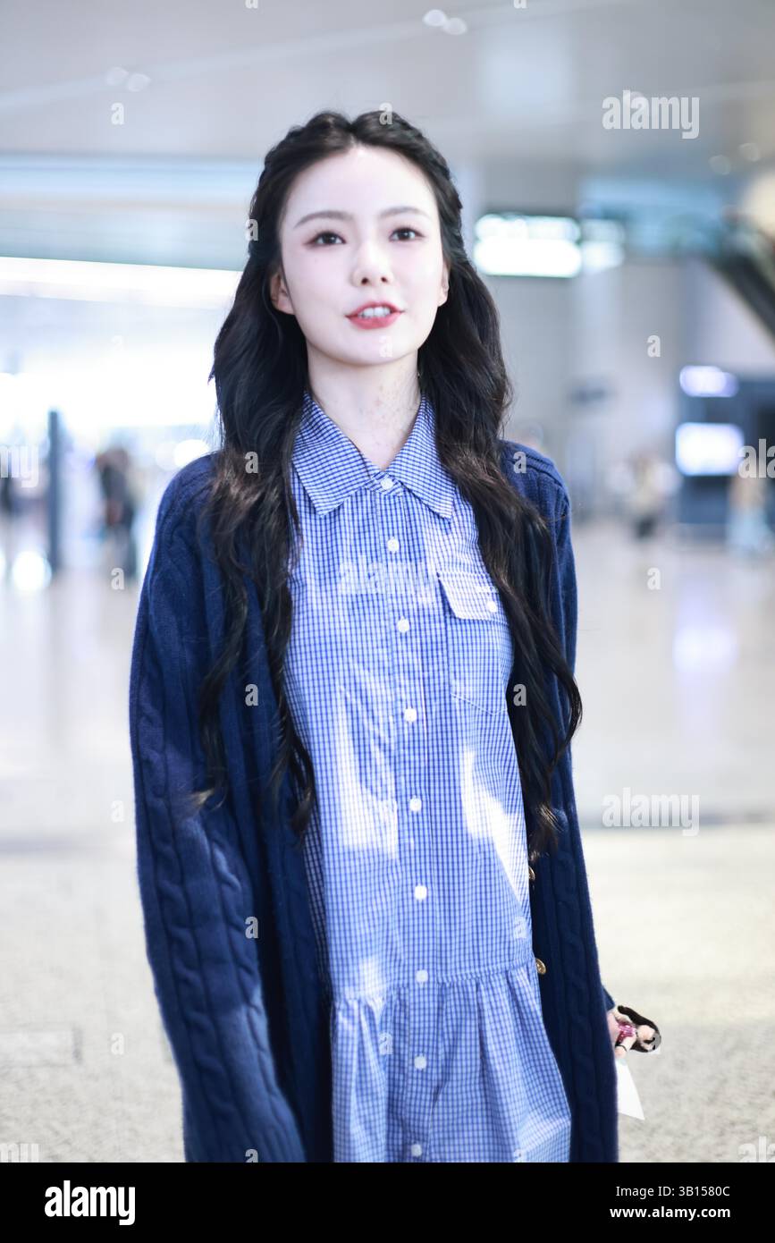 Chinese actress and singer Chen Zhuoxuan appears at the airport in ...