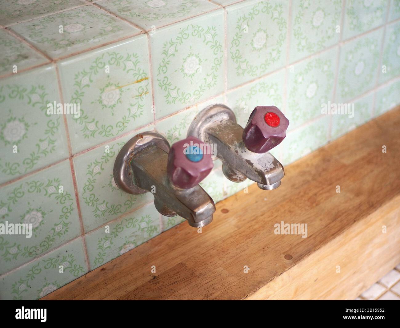 Vintage faucet in a renovated sento cafe in Yanaka, Tokyo, Japan Stock ...