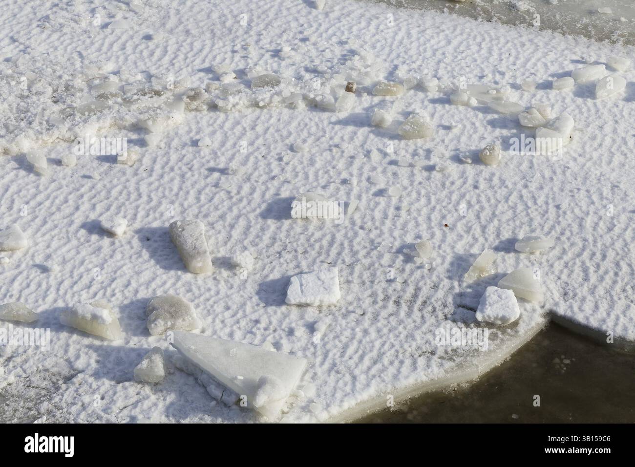 Nature, melting ice structures, in the Chateauguay River, Province of ...
