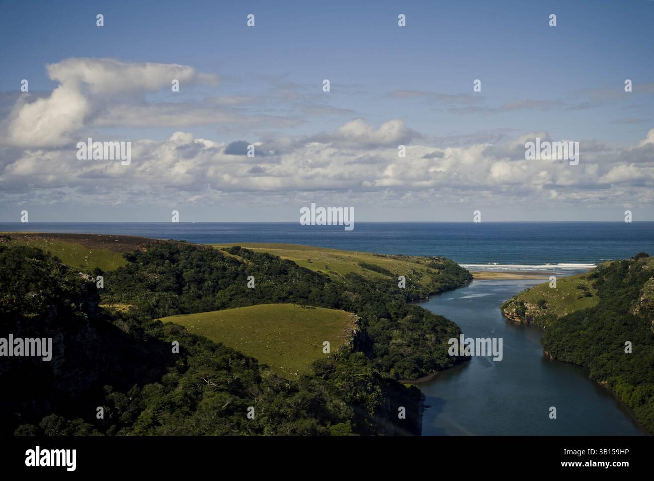 Indian Ocean, canyon, river, bush, beach, meadows, trees, sky, clouds ...