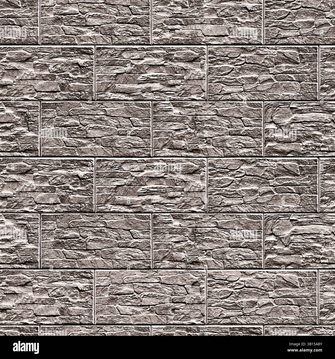 Seamless texture of decorative brown stone cladding forming a modern ...