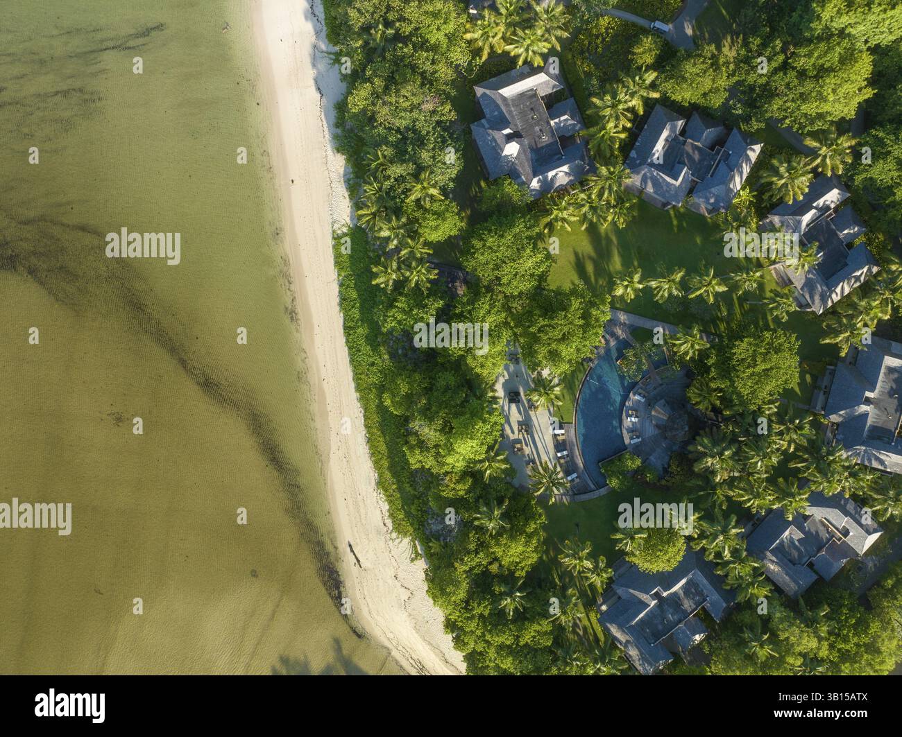 Aerial View, seychellen, Mahe, Port Glaud and Port launay Beach, Port ...