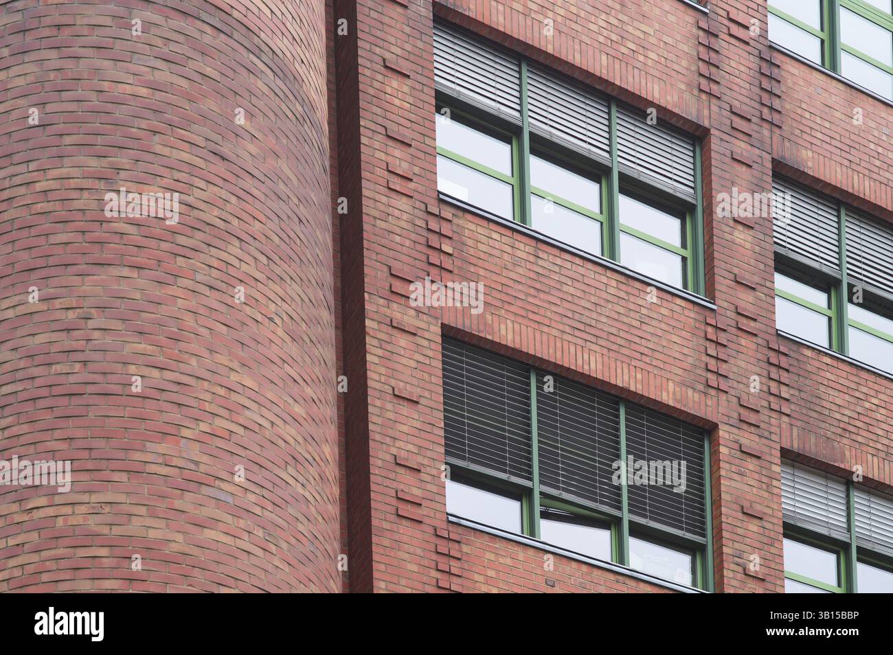Borken, NRW, Germany, Architectural detail showing a rounded brick wall ...
