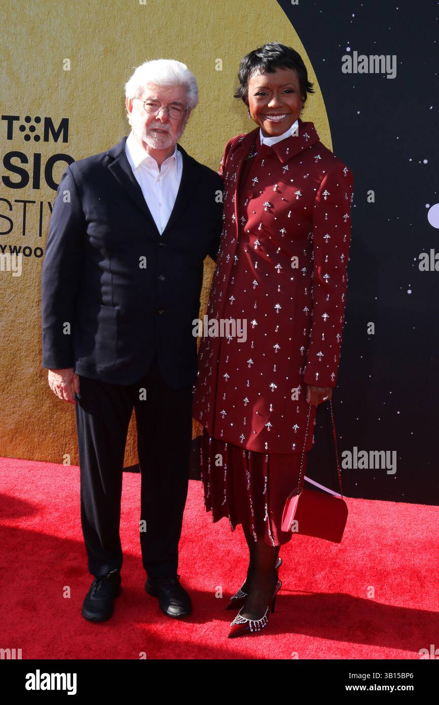 Los Angeles, USA. 24, April, 2025. Pictured left to right, George Lucas ...