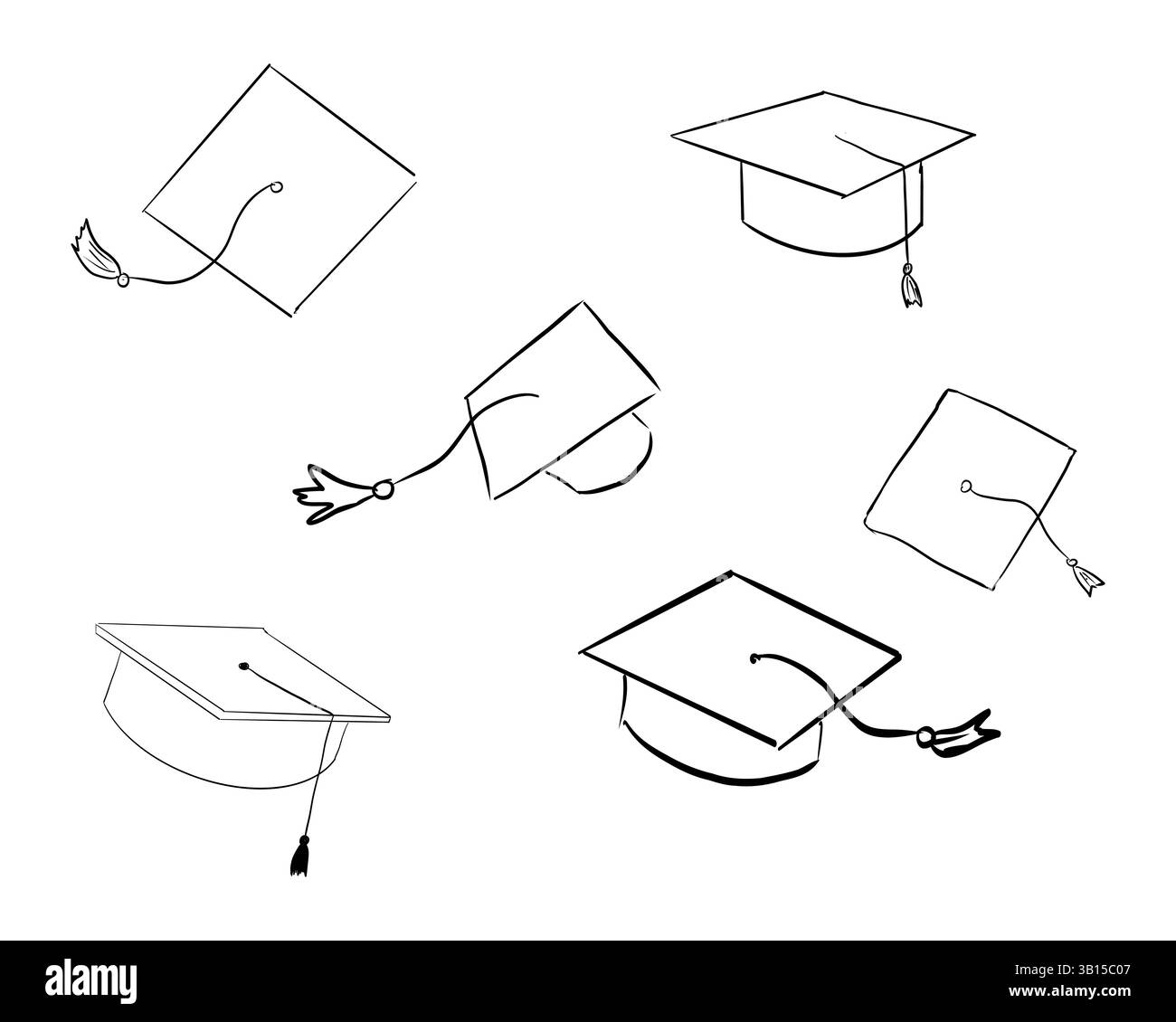 Graduation hat doodle line. University Cap of graduate and certificate ...