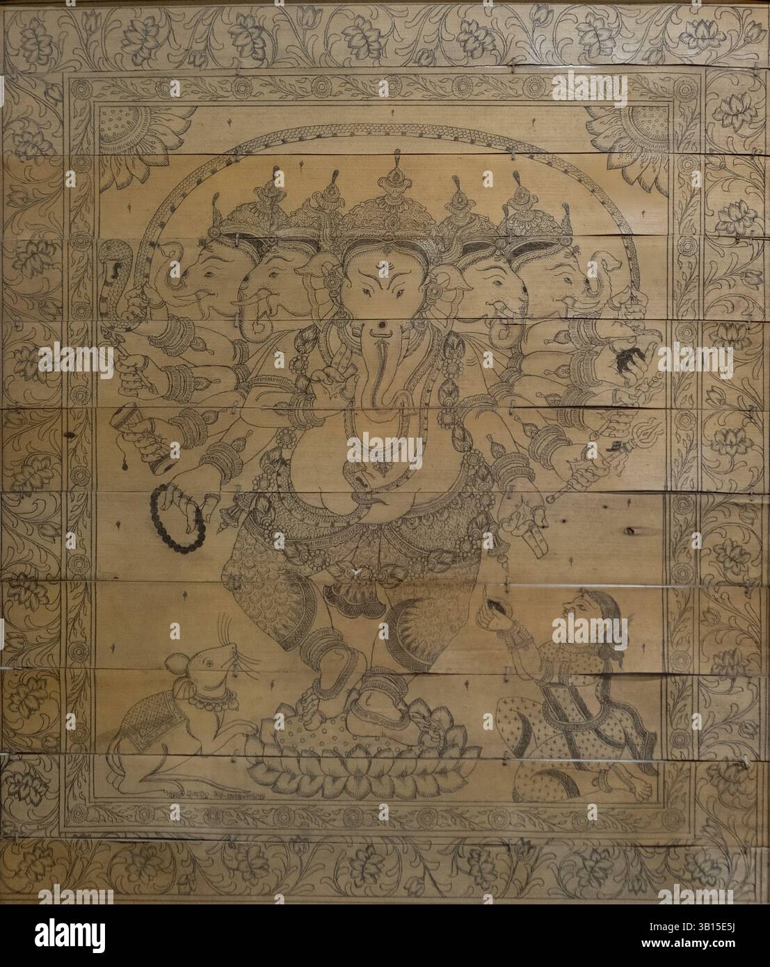 Panchamukhi Ganesha, Ganesha with five heads. Palm leaf pattachitra ...