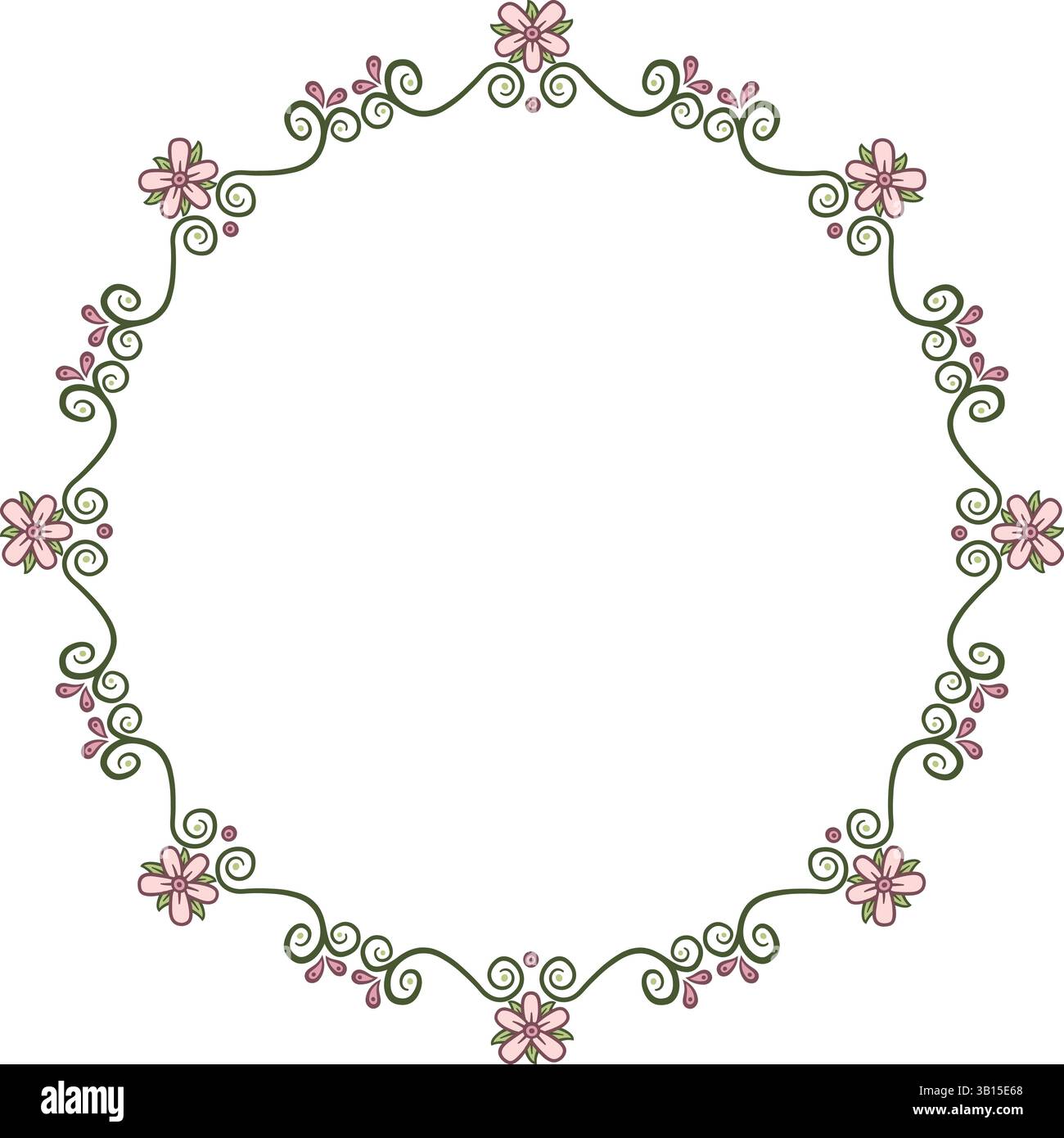 Illustration made with a garland of flowers on a white background ...
