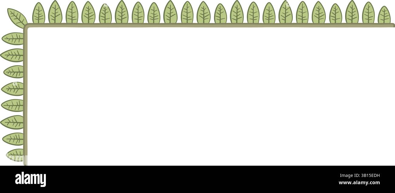 Illustration made with leaves on a white background creating a L-shaped ...