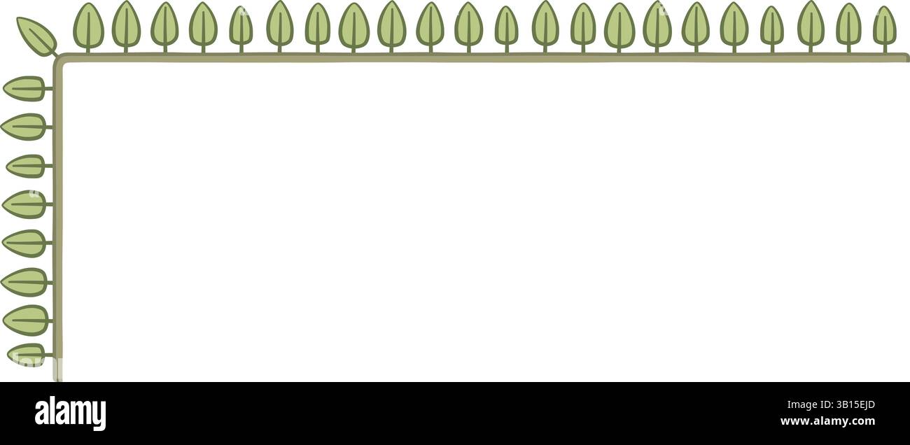 Illustration made with leaves on a white background creating a L-shaped ...