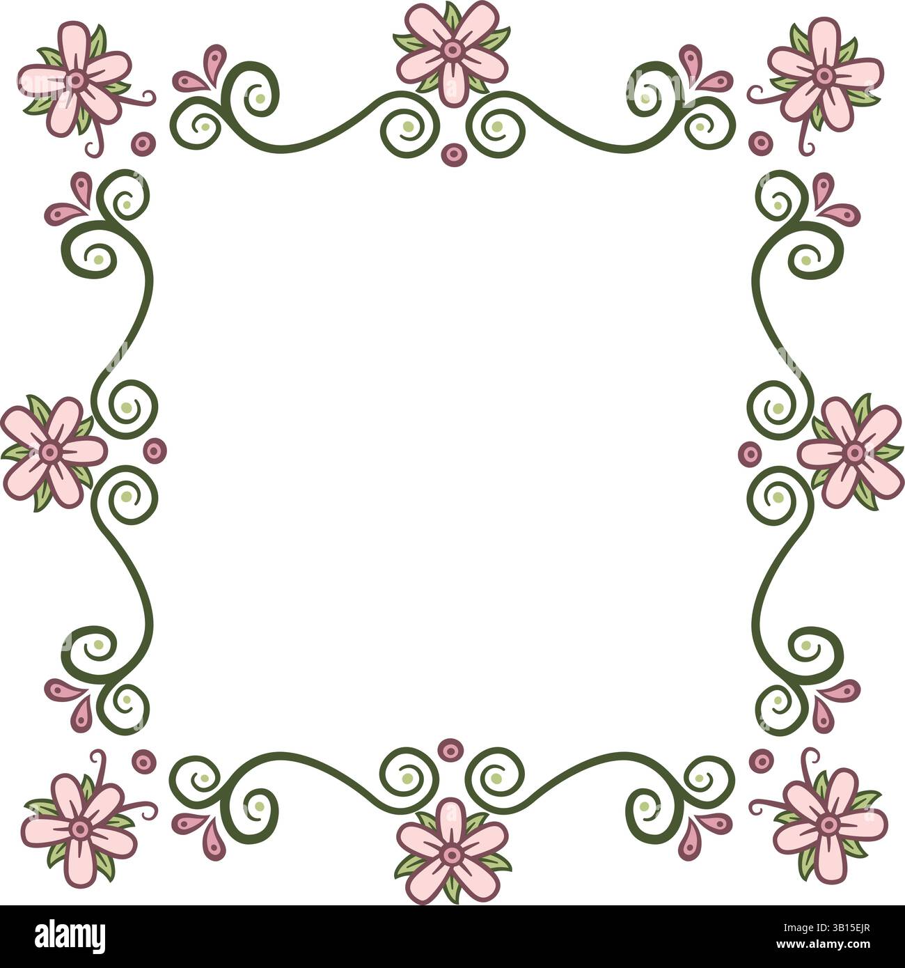 Illustration made with a garland of flowers on a white background ...