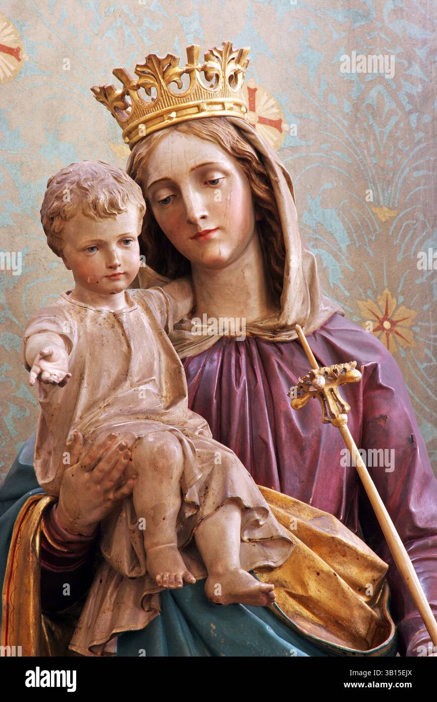 Our Lady with Child Jesus, statue on the main altar in the parish church of the Sts. Cyricus and ...