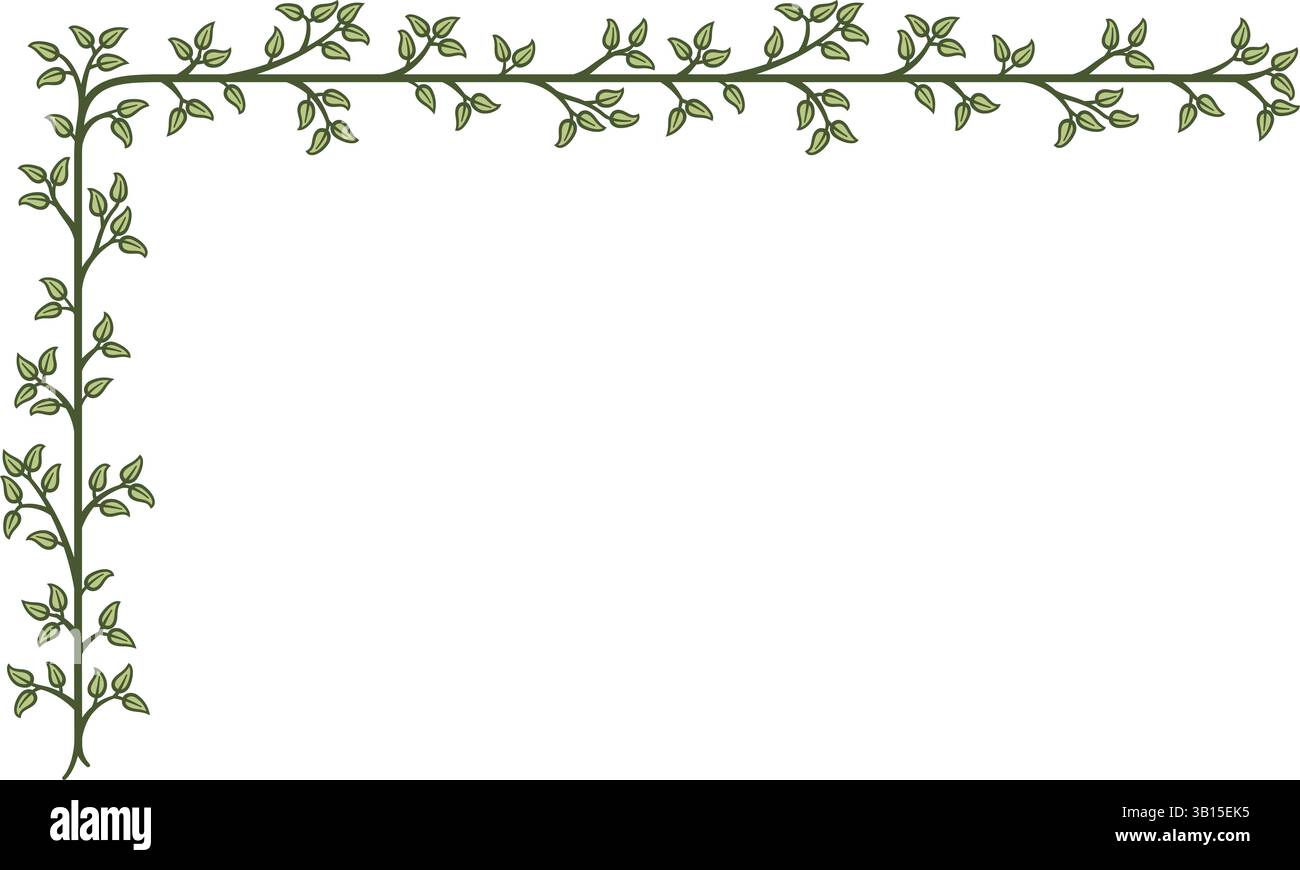 Illustration made with leaves on a white background creating a L-shaped ...