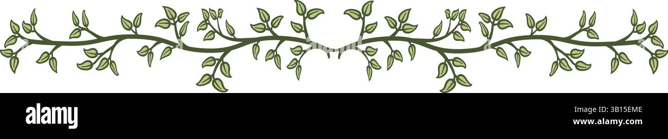 Illustration made with leaves on a white background creating a linear ...