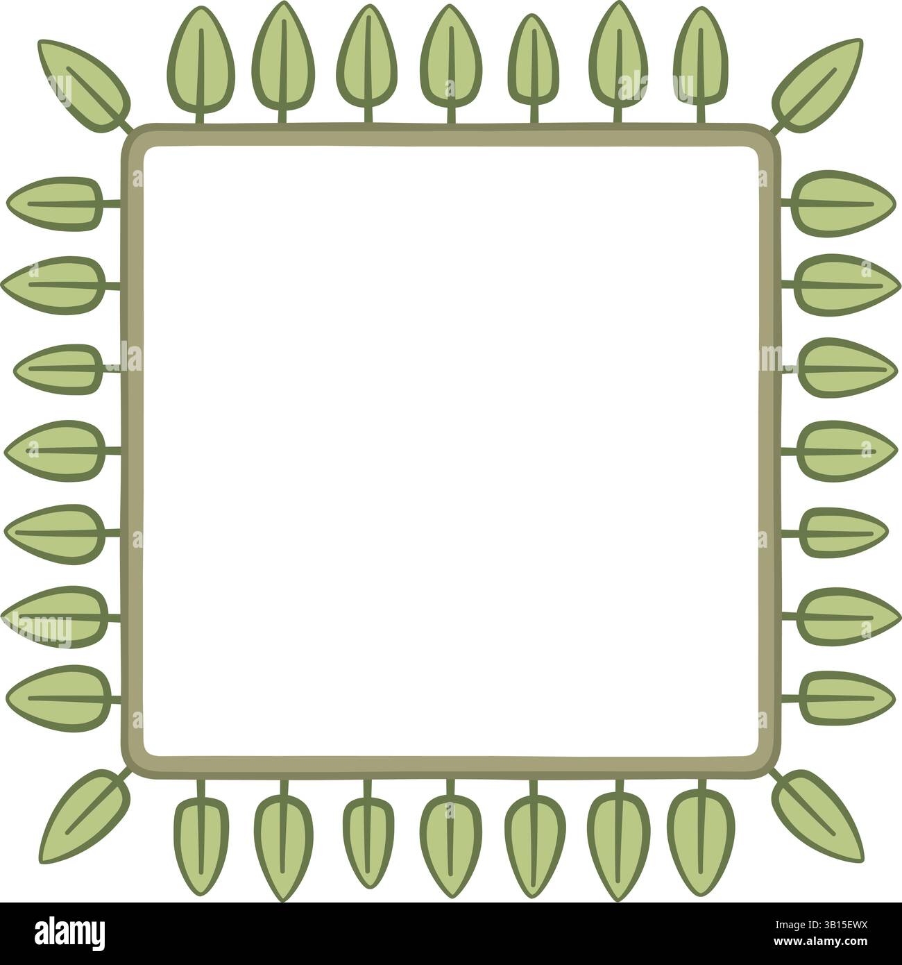 Illustration made with leaves on a white background creating a square ...