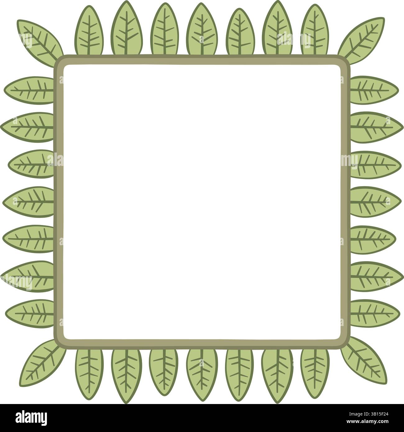 Illustration made with leaves on a white background creating a square ...