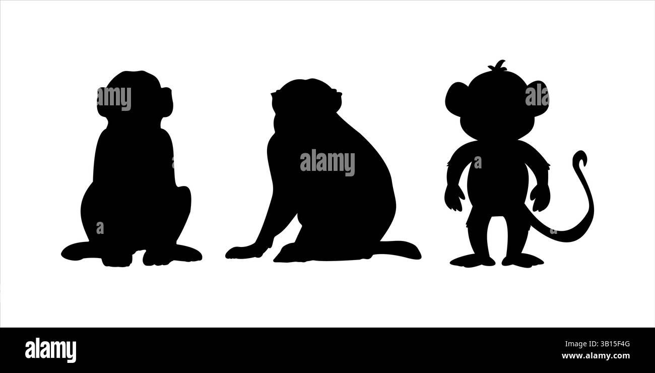 Vector art monkey Black and White Stock Photos & Images - Alamy
