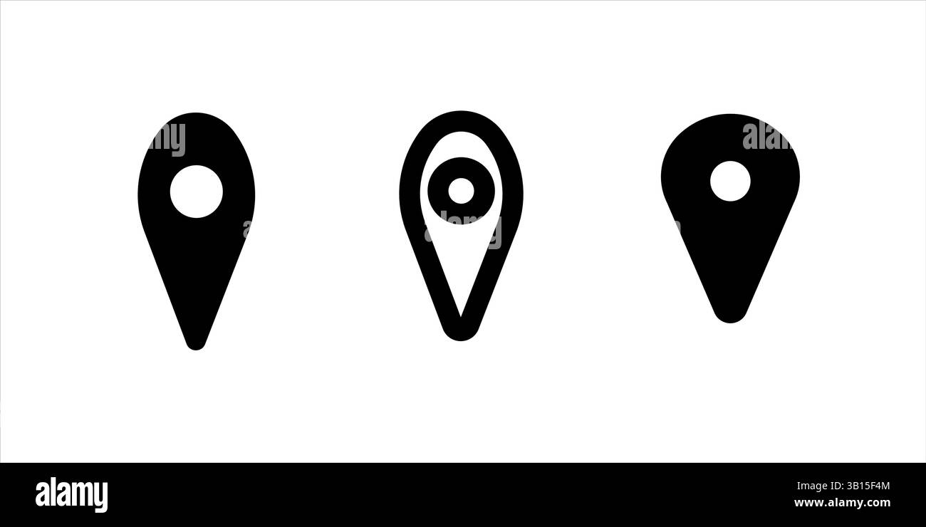 Map icons location white Black and White Stock Photos & Images - Alamy