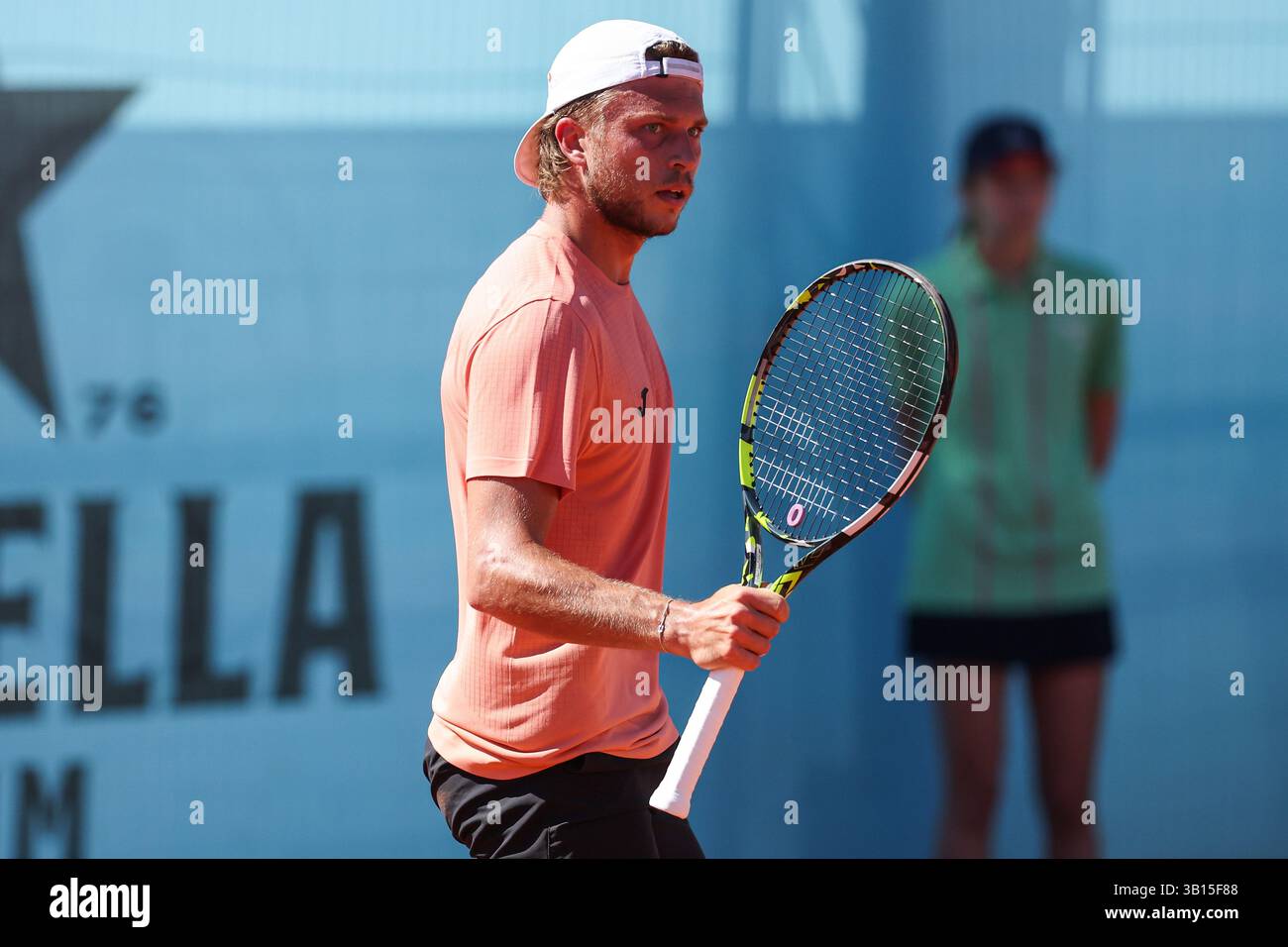 Alexandre Muller of France in action against David Goffin of Belgium ...