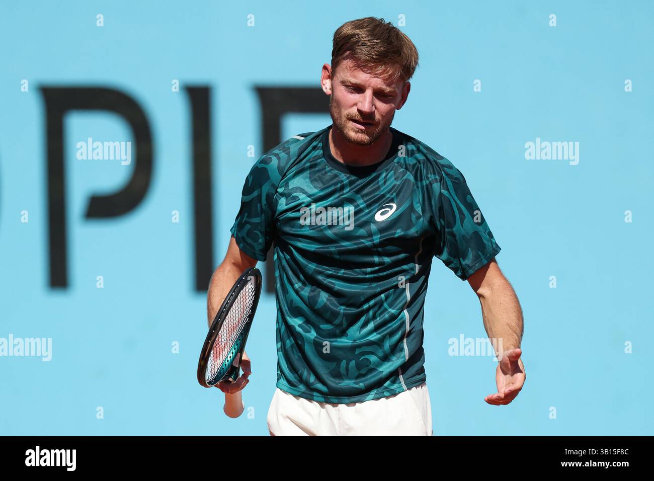 David Goffin of Belgium in action against Alexandre Muller of France ...