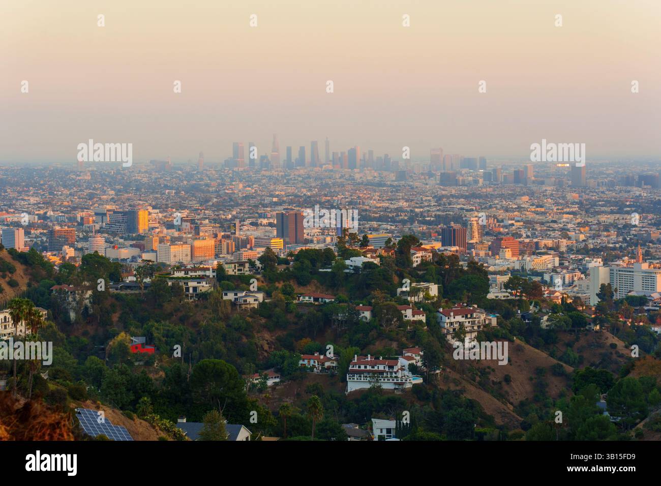 Wide-angle shot capturing the expansive view of Los Angeles from Runyon ...