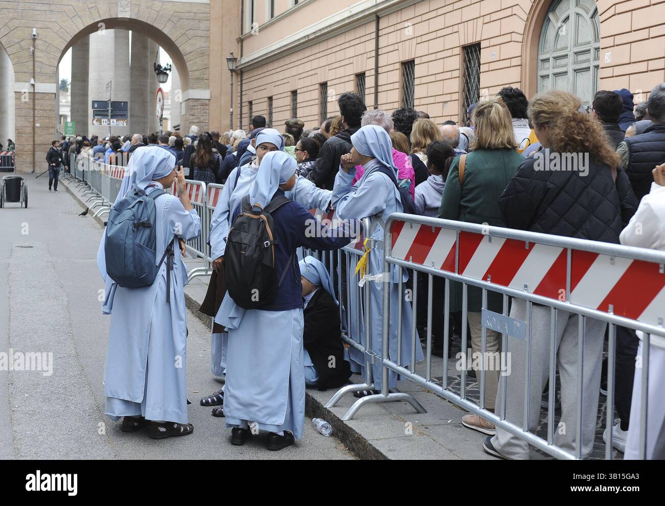 Italy, Rome, Vatican,April 25, 2025, Vatican, Pilgrims waiting in line ...